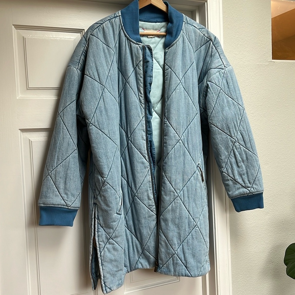 Hatch - The Emi Quilted Denim Bomber Jacket - Size 4 - Gem